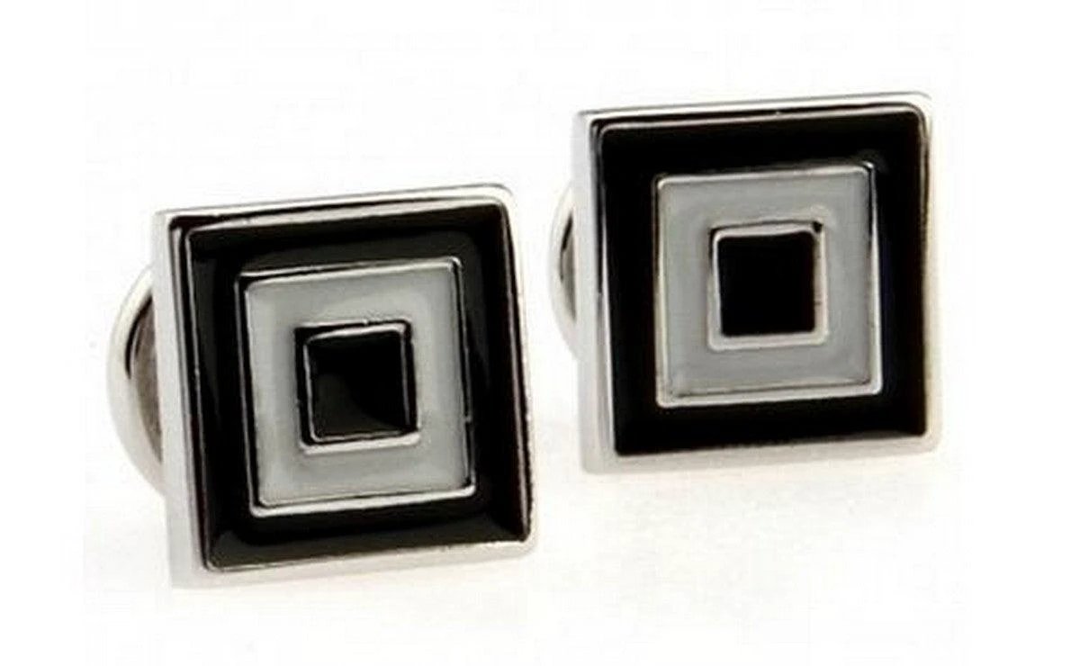 black and white squared design cufflinks – W.H Taylor Shirtmakers