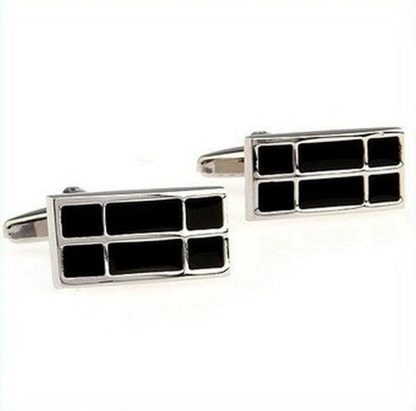 black and silver patterned cufflinks – W.H Taylor Shirtmakers