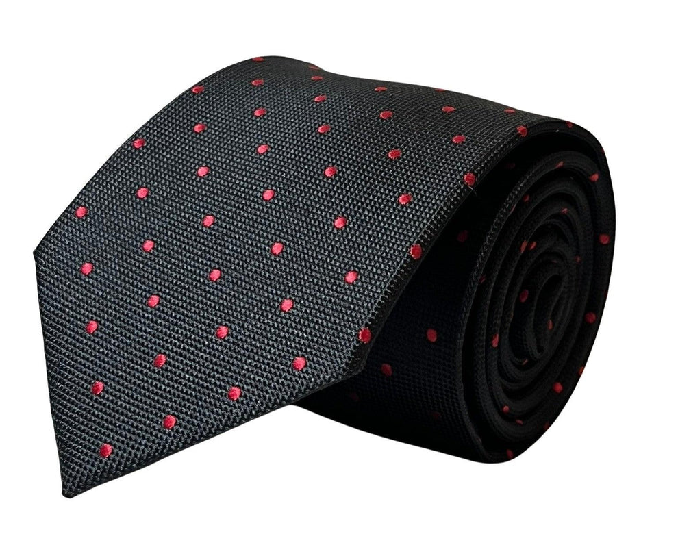 black tie with red pin spot design – W.H Taylor Shirtmakers