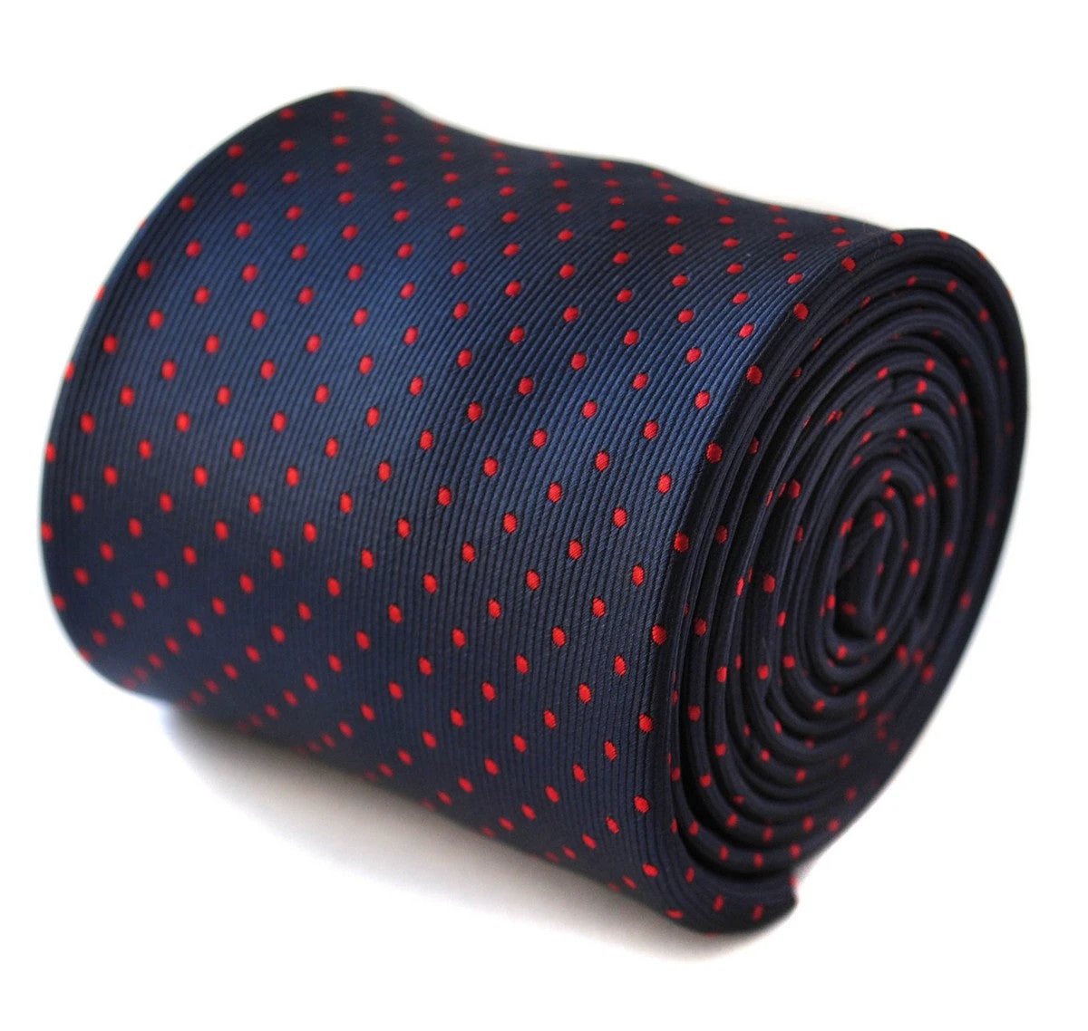 navy and red pin spot design tie – W.H Taylor Shirtmakers