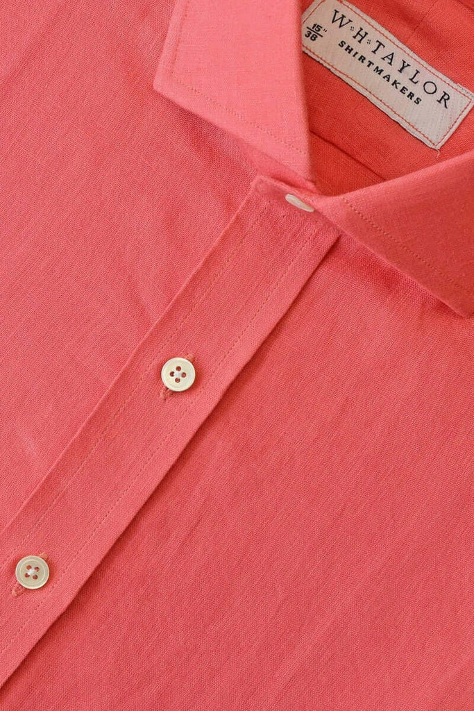 Plain Coral Linen Ladies Bespoke Shirt
